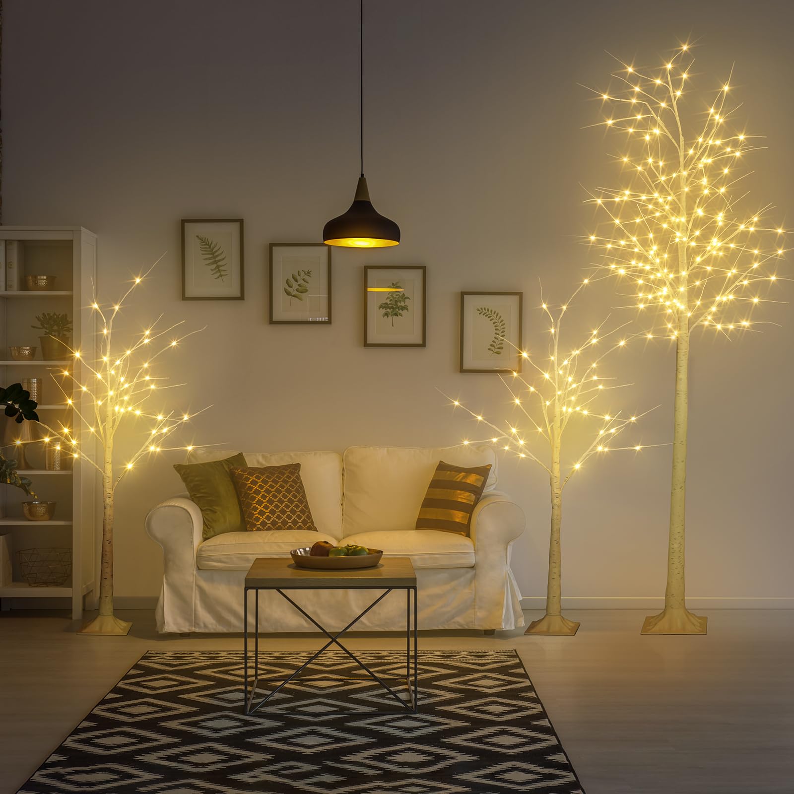 PINPON Lighted Birch Tree 2 Pack 4FT Outdoor Christmas Tree Christmas ...