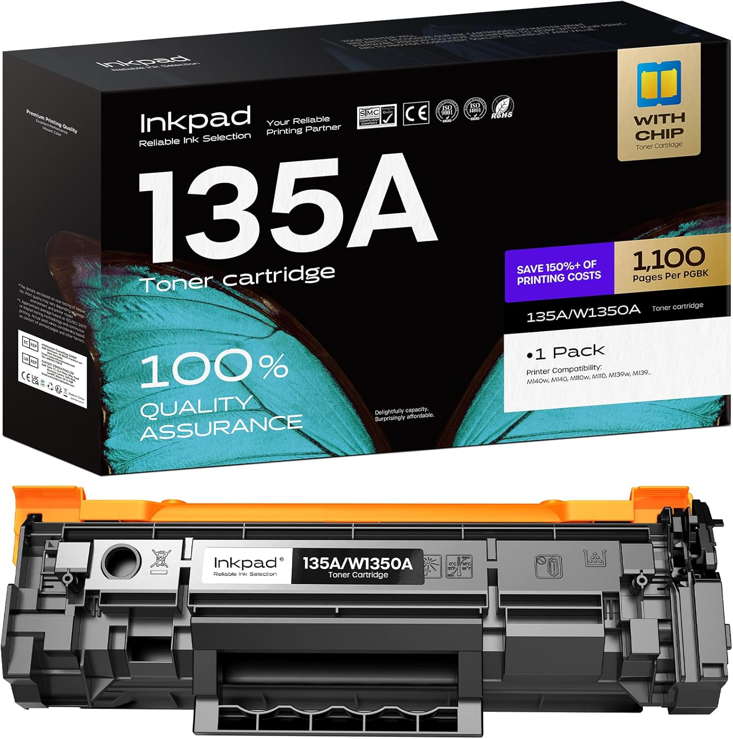 iNKPAD W1350A 135A Toner Compatible with HP 135A 135X W1350X for HP LaserJet M209 M209dw MFP ...