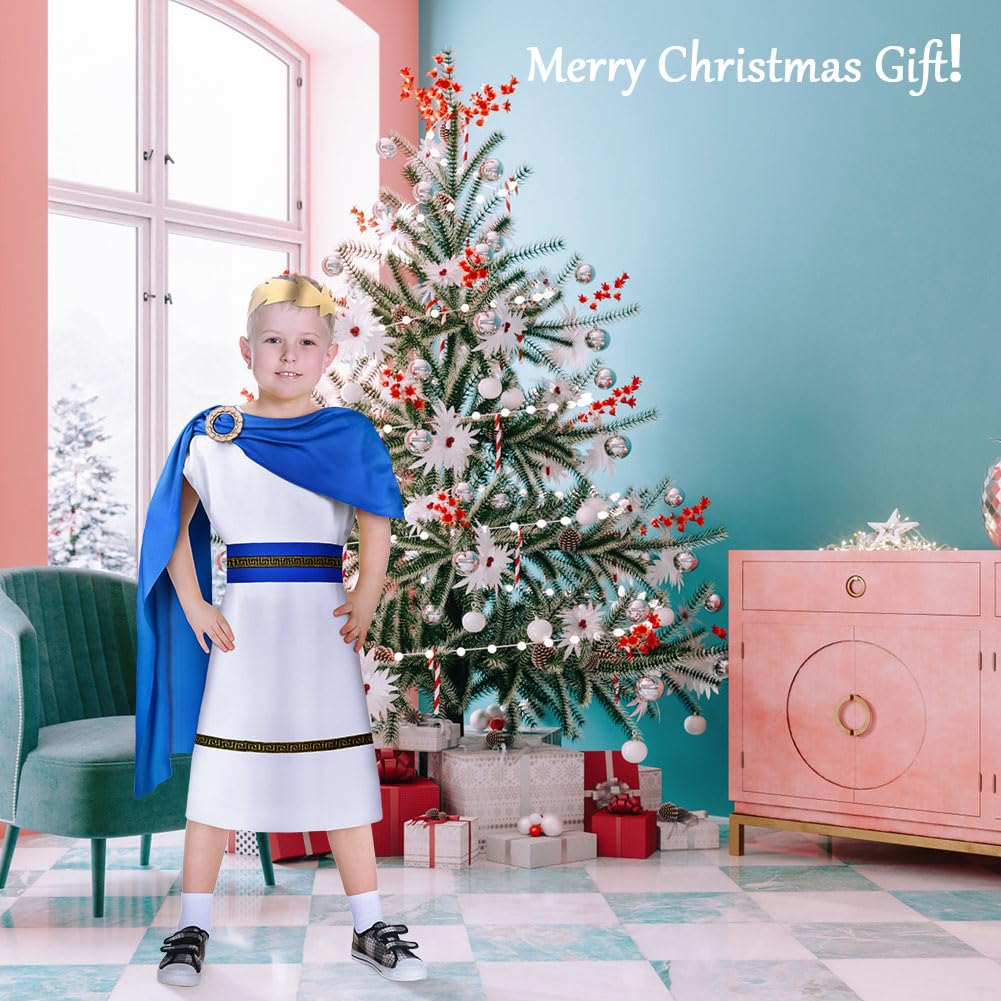 AOOWU Boys Roman Emperor Fancy Dress, Child Roman Toga Costume with ...