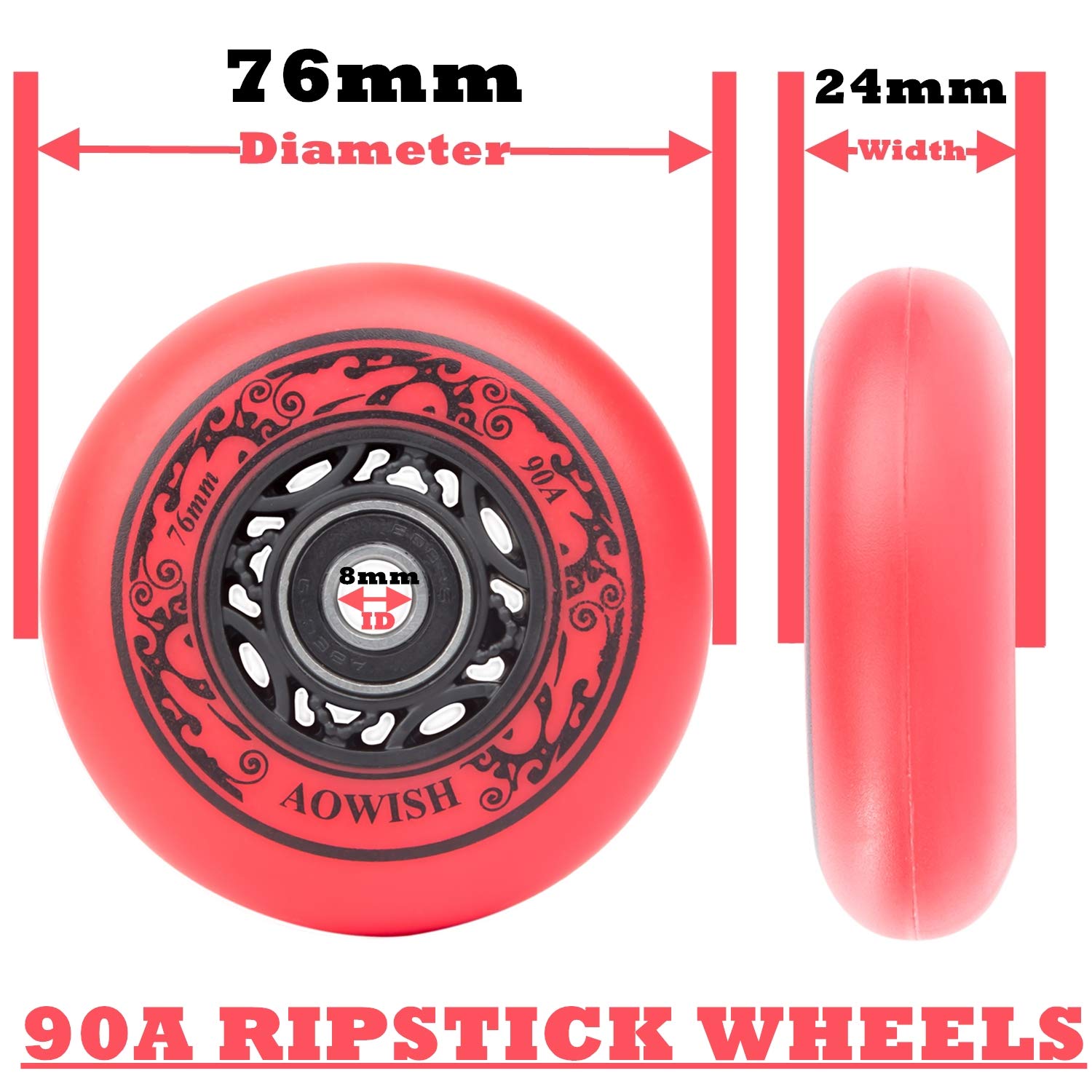 Snapklik.com : AOWISH 76mm 90a Ripsurf Wheels w/Bearings ABEC-9 For ...