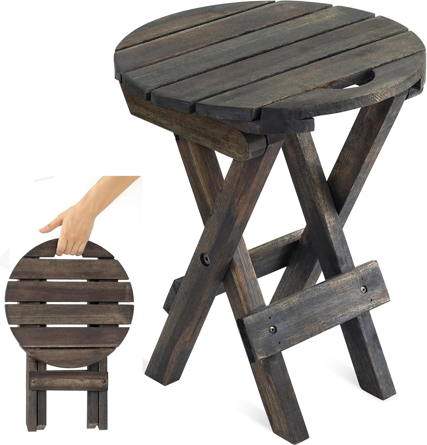 Amazon.com: KEYDOLA Small Patio Table, Outdoor Folding Side Table ...