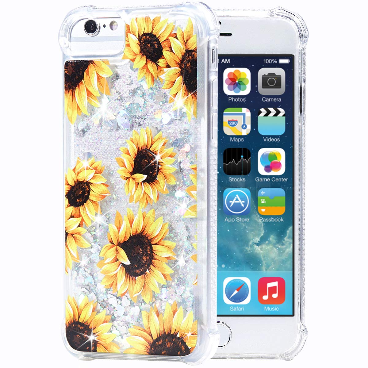 Flocute iPhone 7 Case,iPhone 8 Floral Glitter Flower Case Bling Sparkle ...