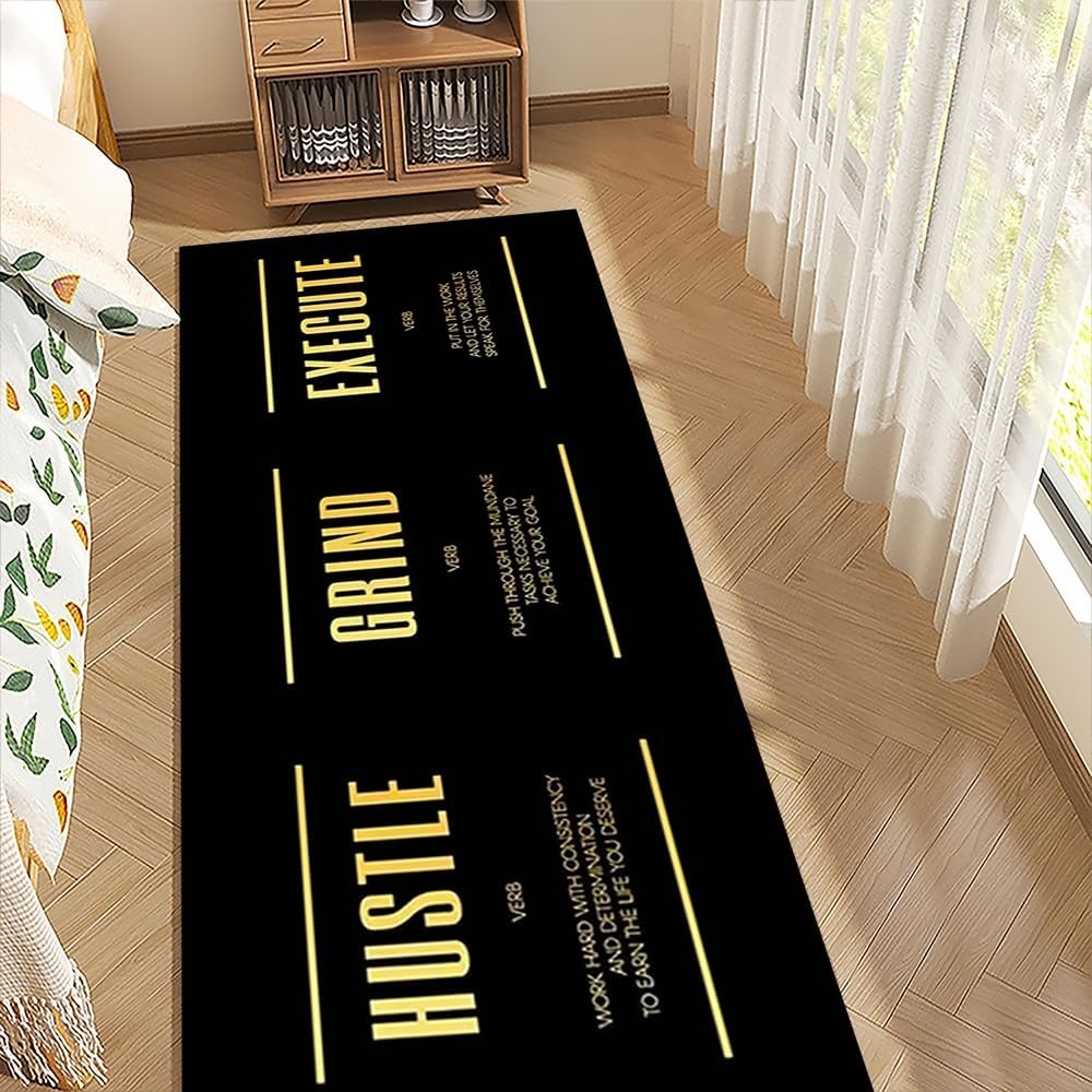 Amazon.com: GBUIYU Black Gold Hustle Grind Execute Rug for Mens Room ...