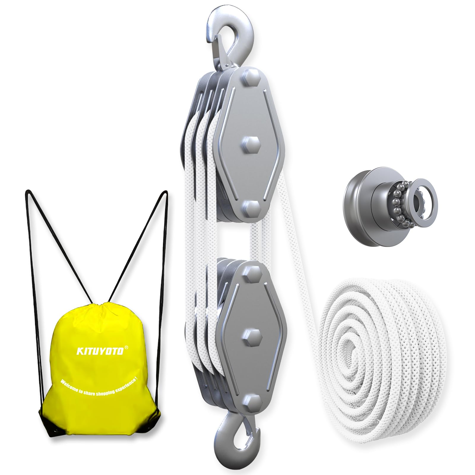 Snapklik.com : Block And Tackle Pulley System, 2200 LBS Breaking ...
