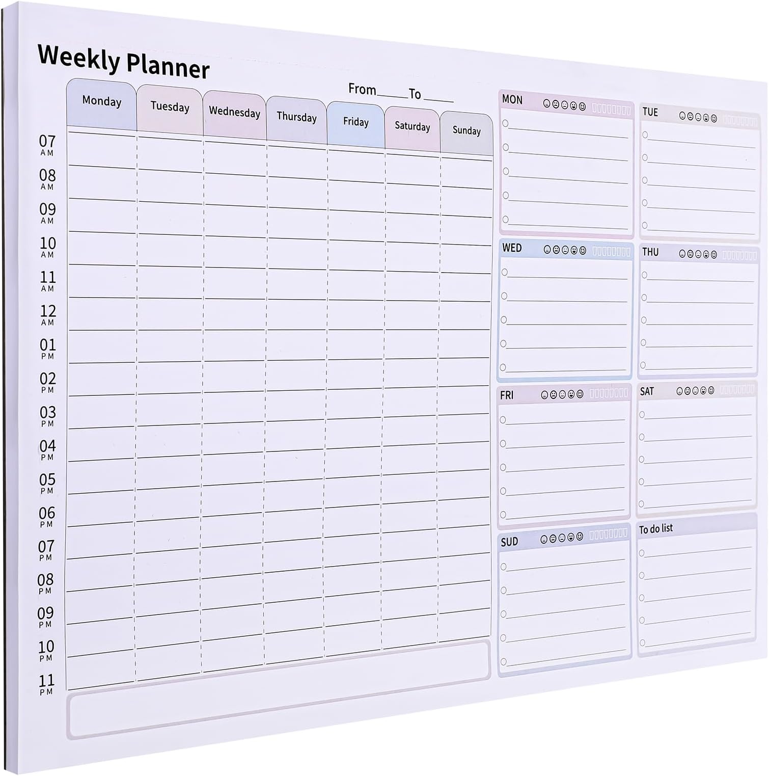 Weekly Planner Pad, 60 Sheets A4 Weekly Meal Planner Pad Weekly Desk ...