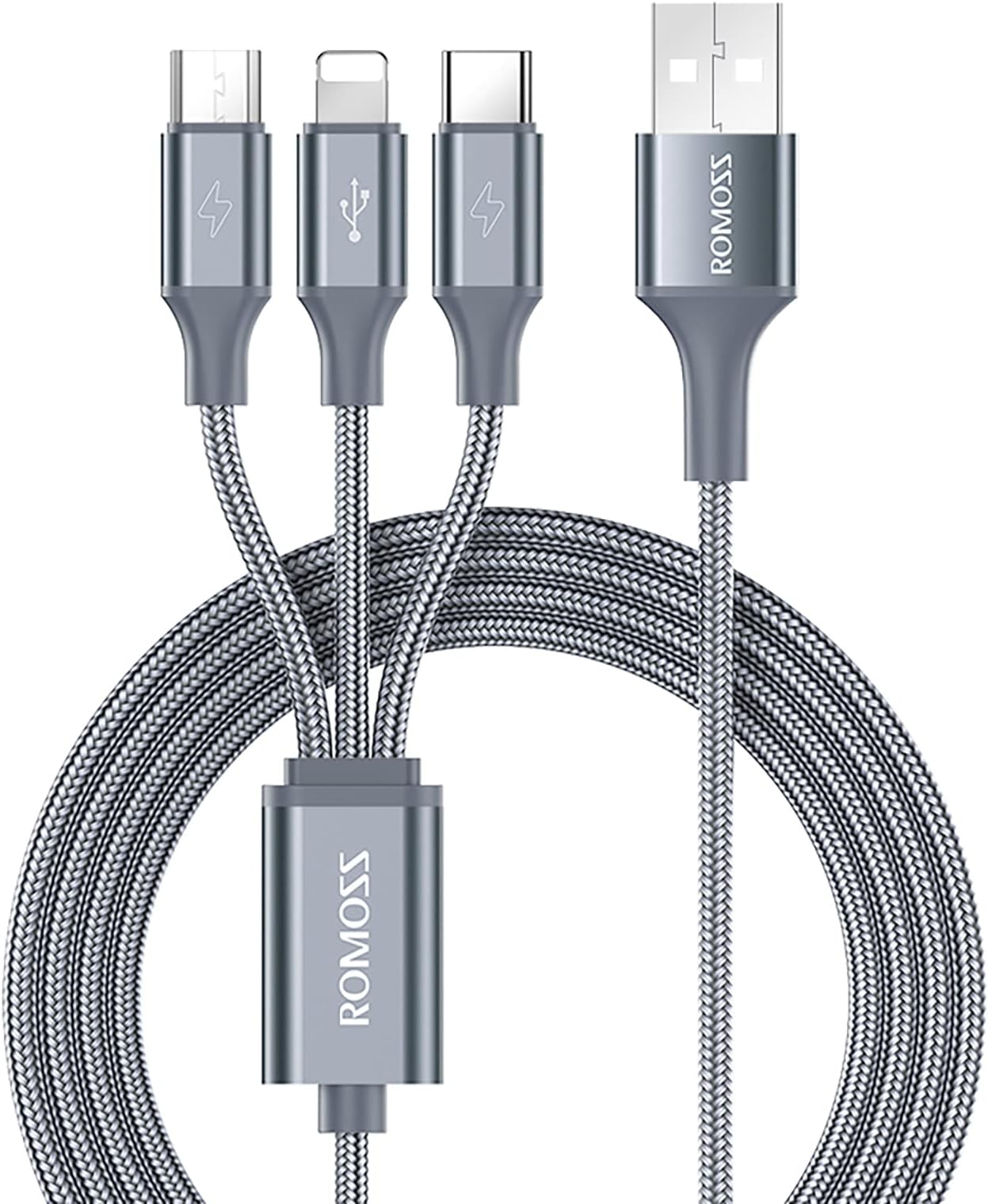 ROMOSS 3 in 1 Multi Charging Cable, 3.3ft/1m Universal USB C Cable Fast ...