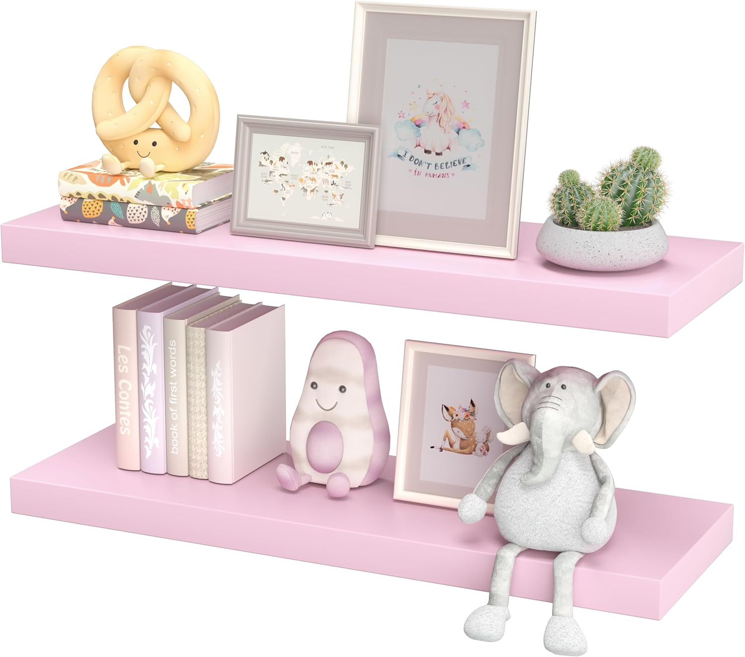 Amazon.com: PopiShelves Pink Floating Shelves for Wall - 17 Inch ...