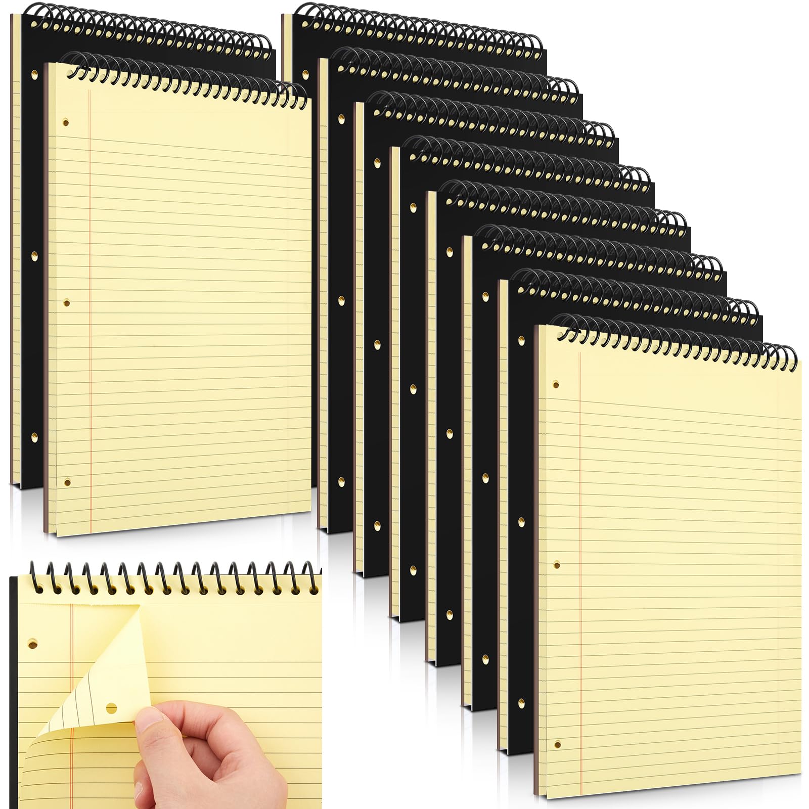 Amazon.com : MotiMind 10 Pcs Legal Pads 3 Hole Punched Top Bound Spiral ...