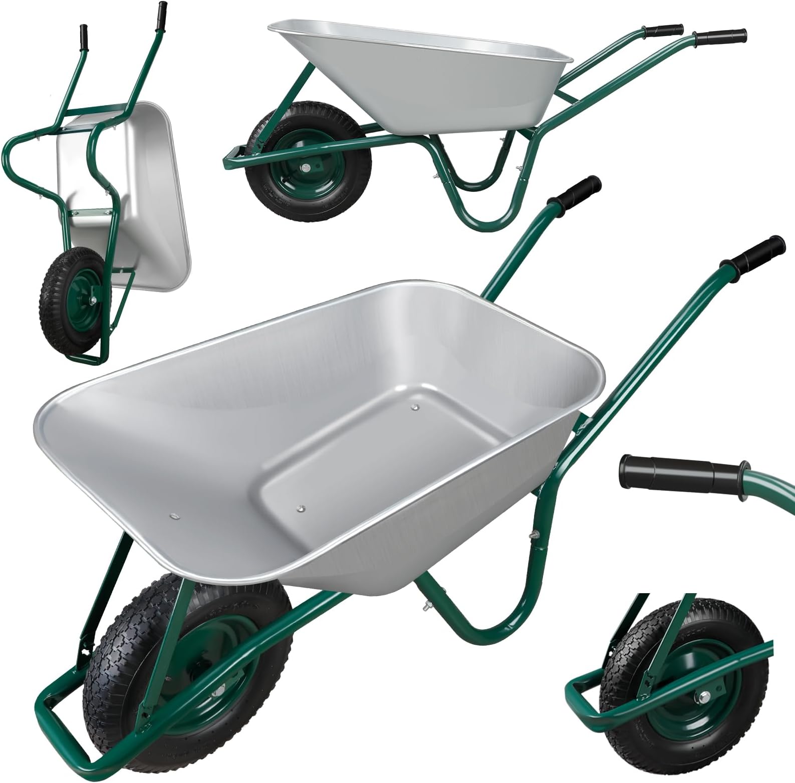 GARDEBRUK® Brouette 2 Roues 150kg 100L Jante Acier Roue Gonflable ...