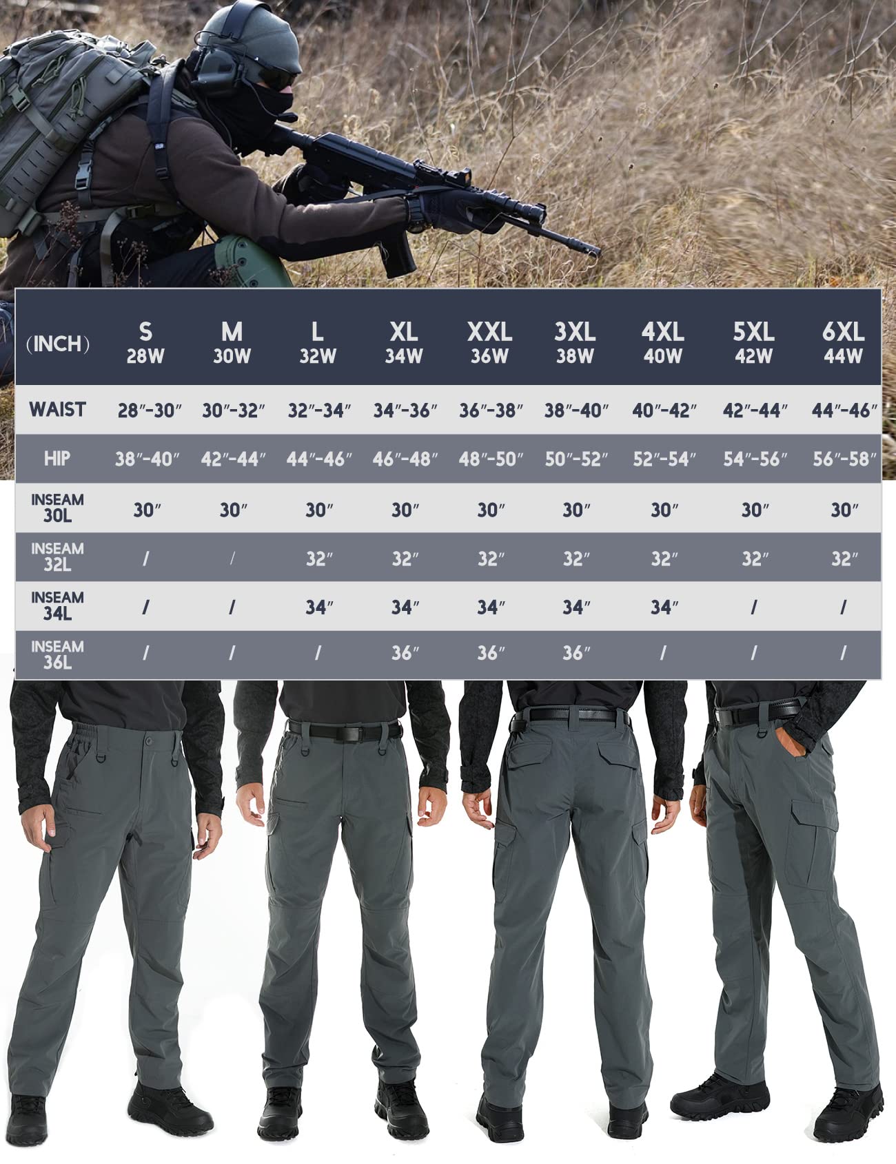 Snapklik.com : KFUBUO Mens Lightweight Ripstop Stretch Tactical Pants