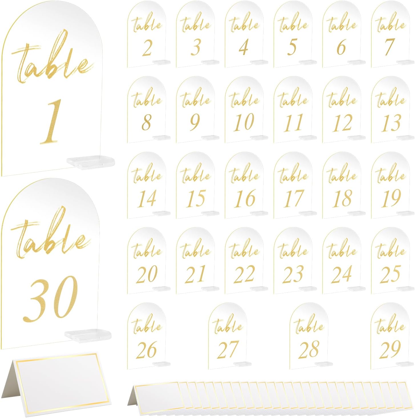 Amazon.com: 30 Sets Arch Wedding Table Numbers with Stands Gold Printed ...