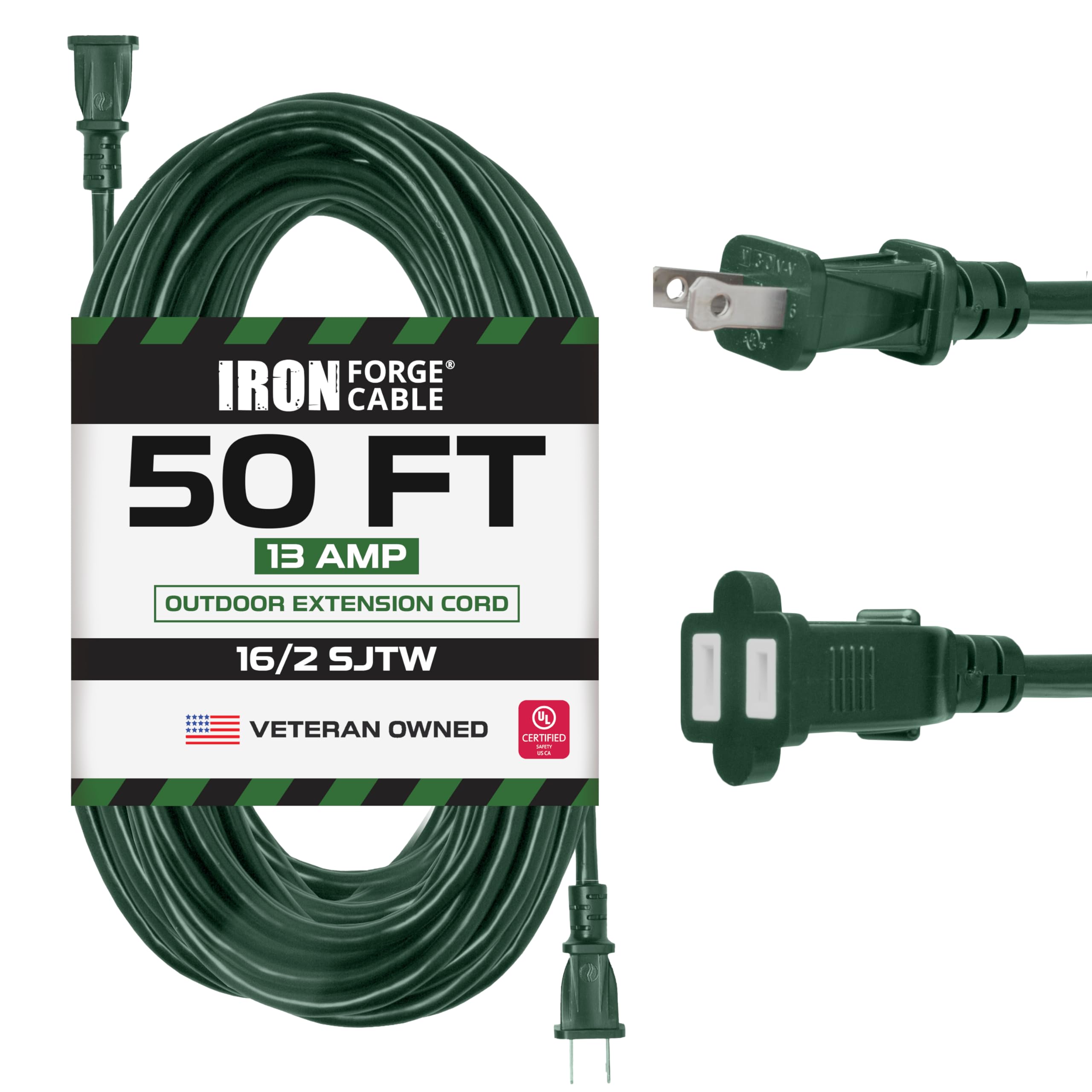 Iron Forge Cable 2 Prong Outdoor Extension Cord 50 ft, 16/2 ...