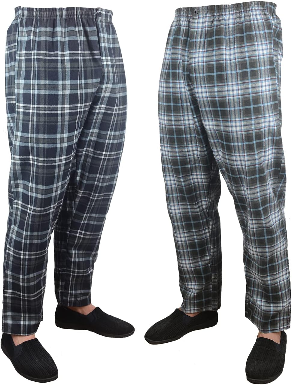 Kings Club Big Mens Maston Twin Pack Cotton Pyjamas Bottoms Plaid Check ...