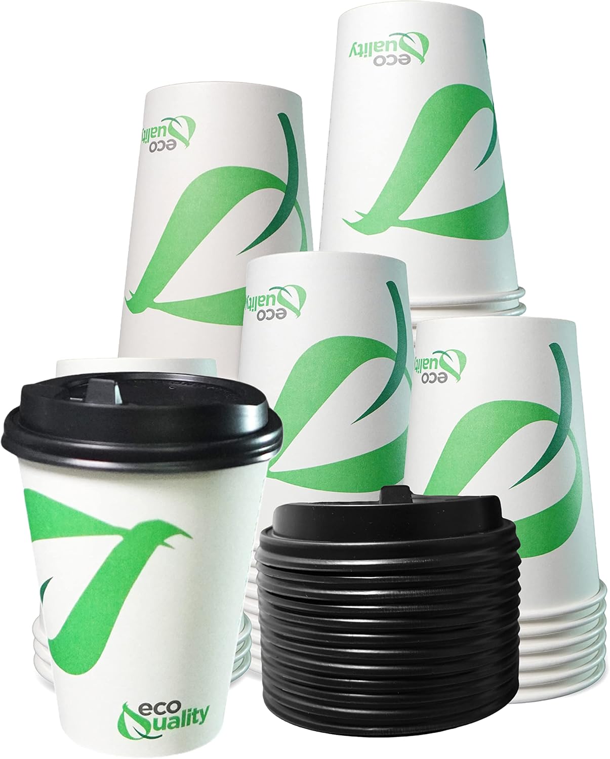 Amazon.com: 12 oz Compostable Paper Cups with Black Dome Lids ...