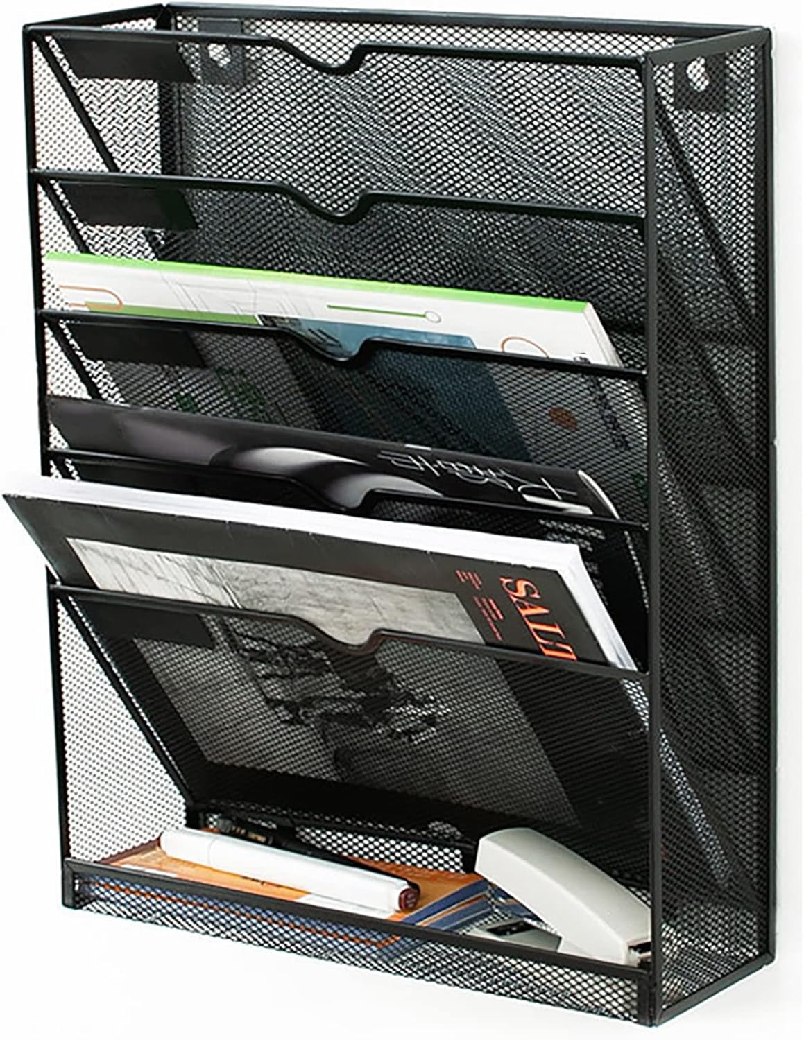 Amazon.com : Wall File Organizer,5 Tier Glossy Edges Wall Mount File ...