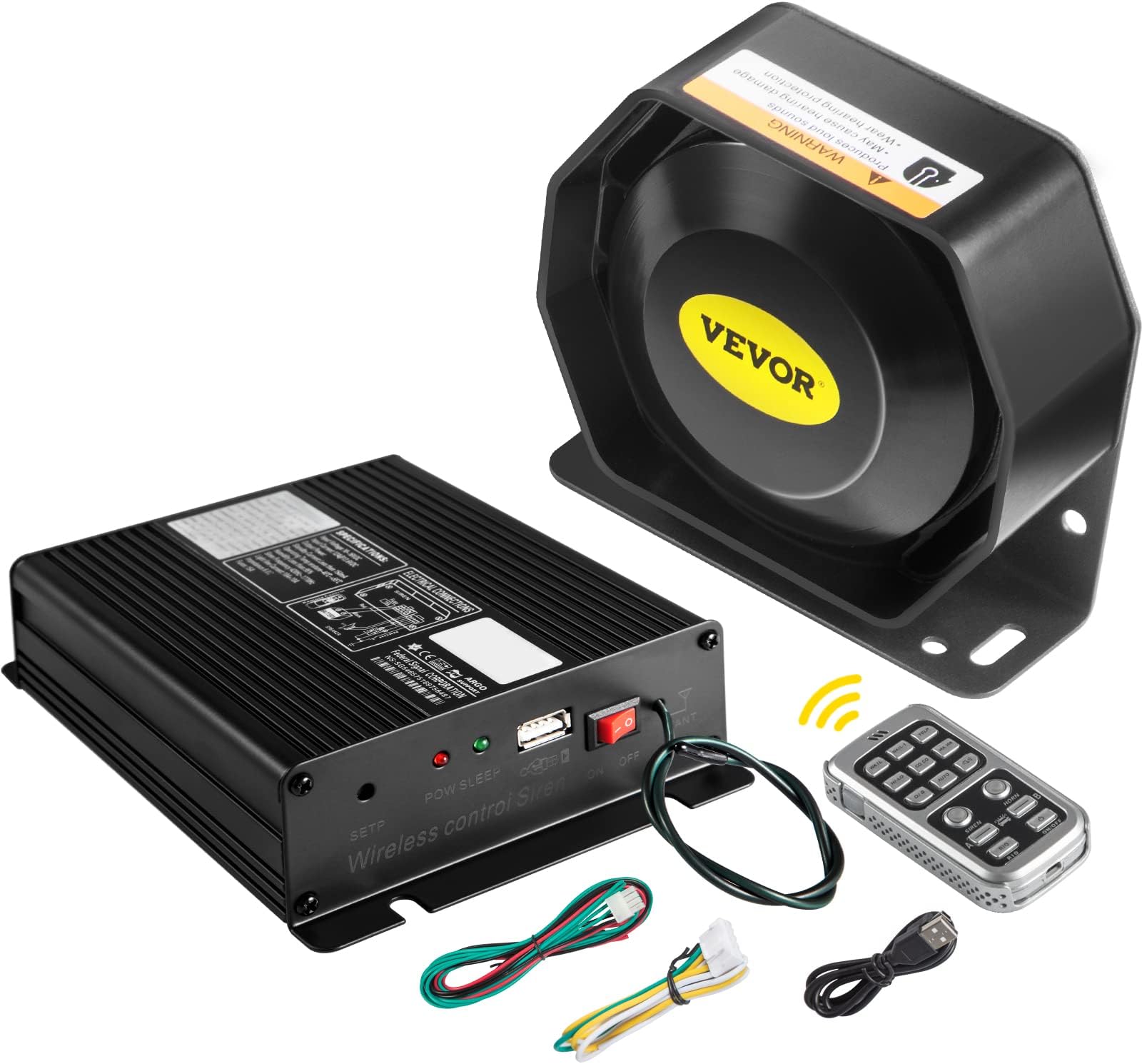 Amazon.com: VEVOR Police Siren PA System, DC12V 200W Amplifier Police ...