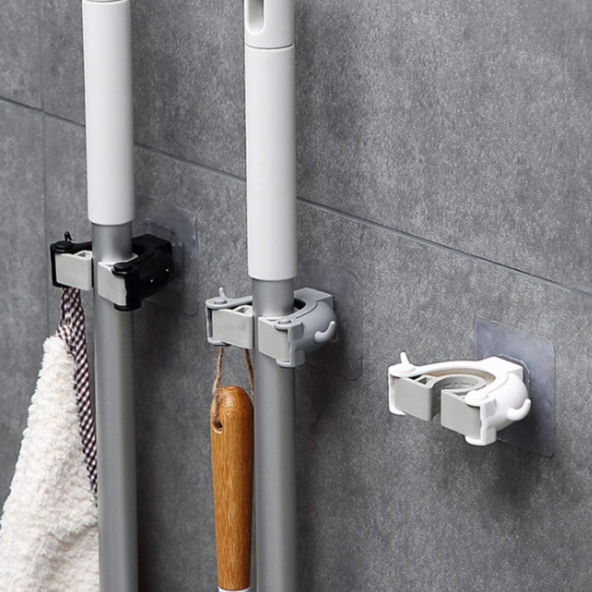 Amazon.com: Grand Fusion Wall or Door Mounted Adhesive Broom Holder for ...