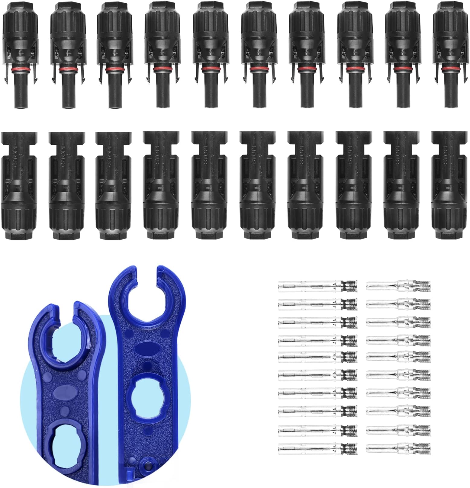 Amazon.com: HEMRUNK 30PCS Solar Connectors Male Female with Dual ...
