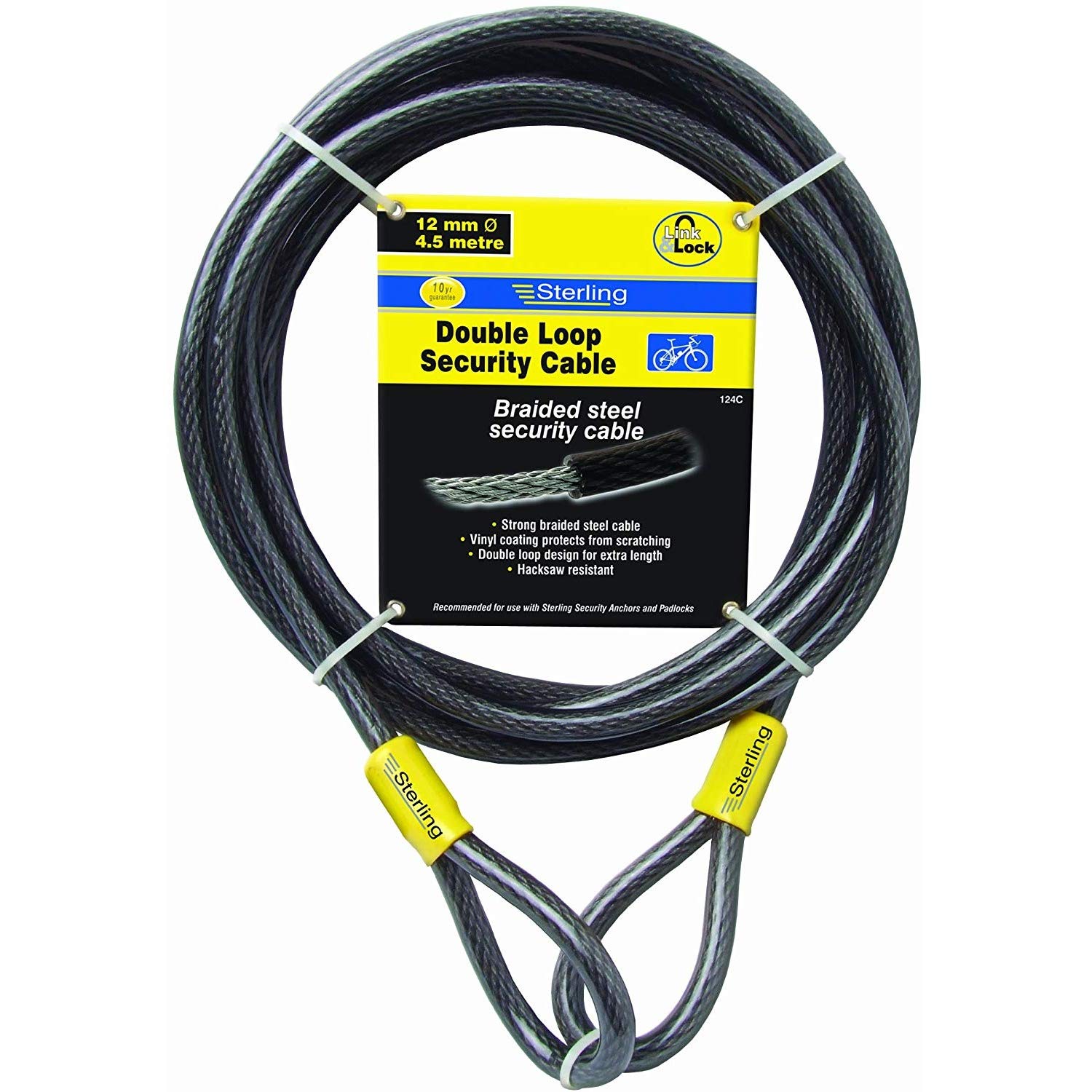 Double Loop Steel Security Cable 4500mm x 12mm : Amazon.co.uk: DIY & Tools