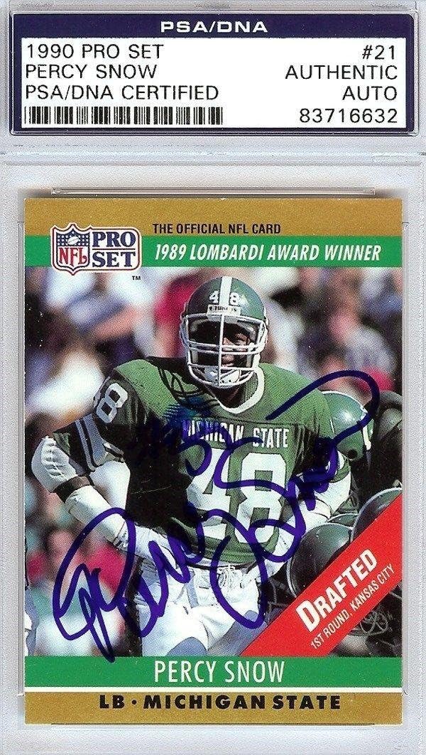 Percy Snow Autographed Signed 1990 Pro Set Rookie Card #21#83716632 ...