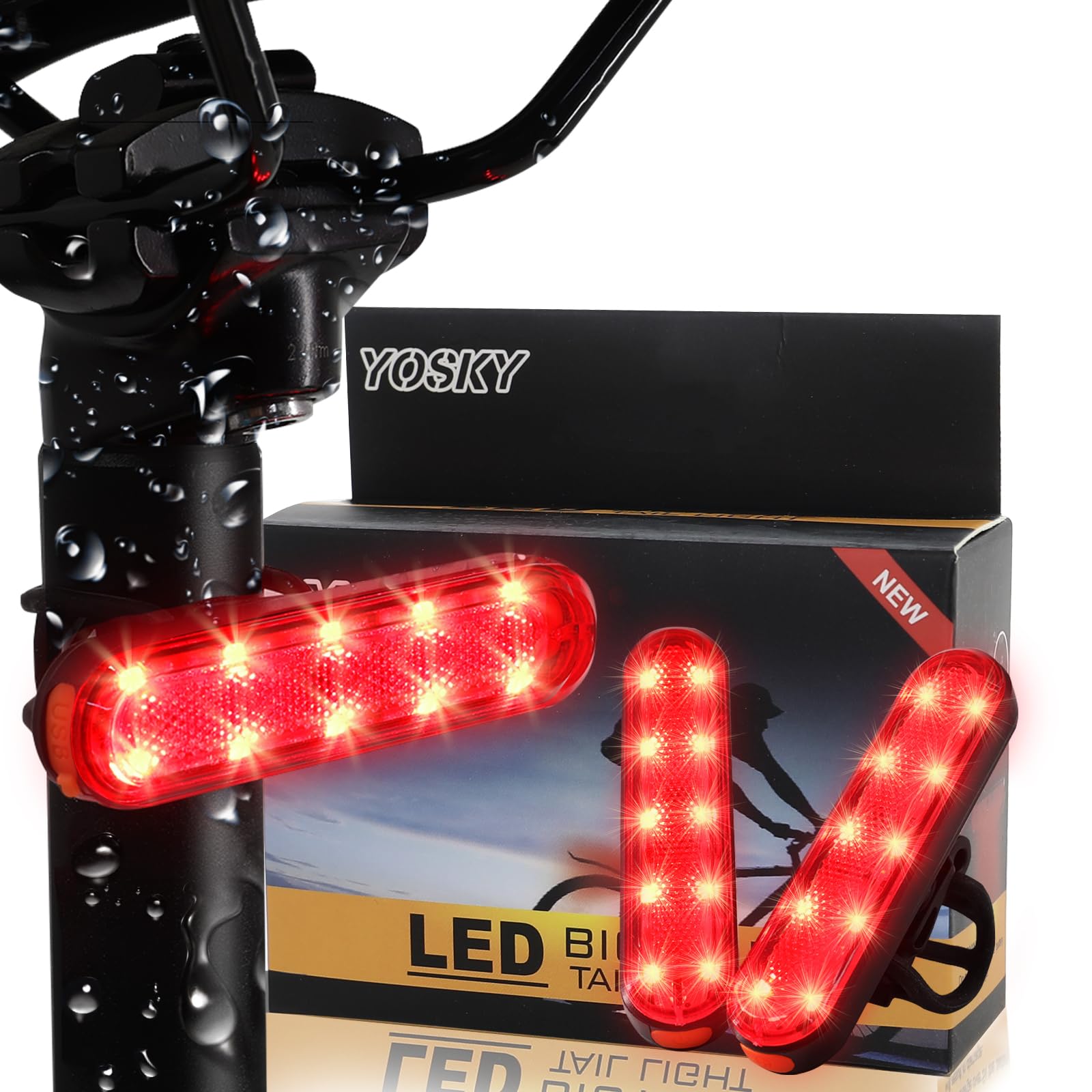 Bike Tail Light 2 Pack USB Rechargeable, Ultra Bright 120 Lumens Rear ...