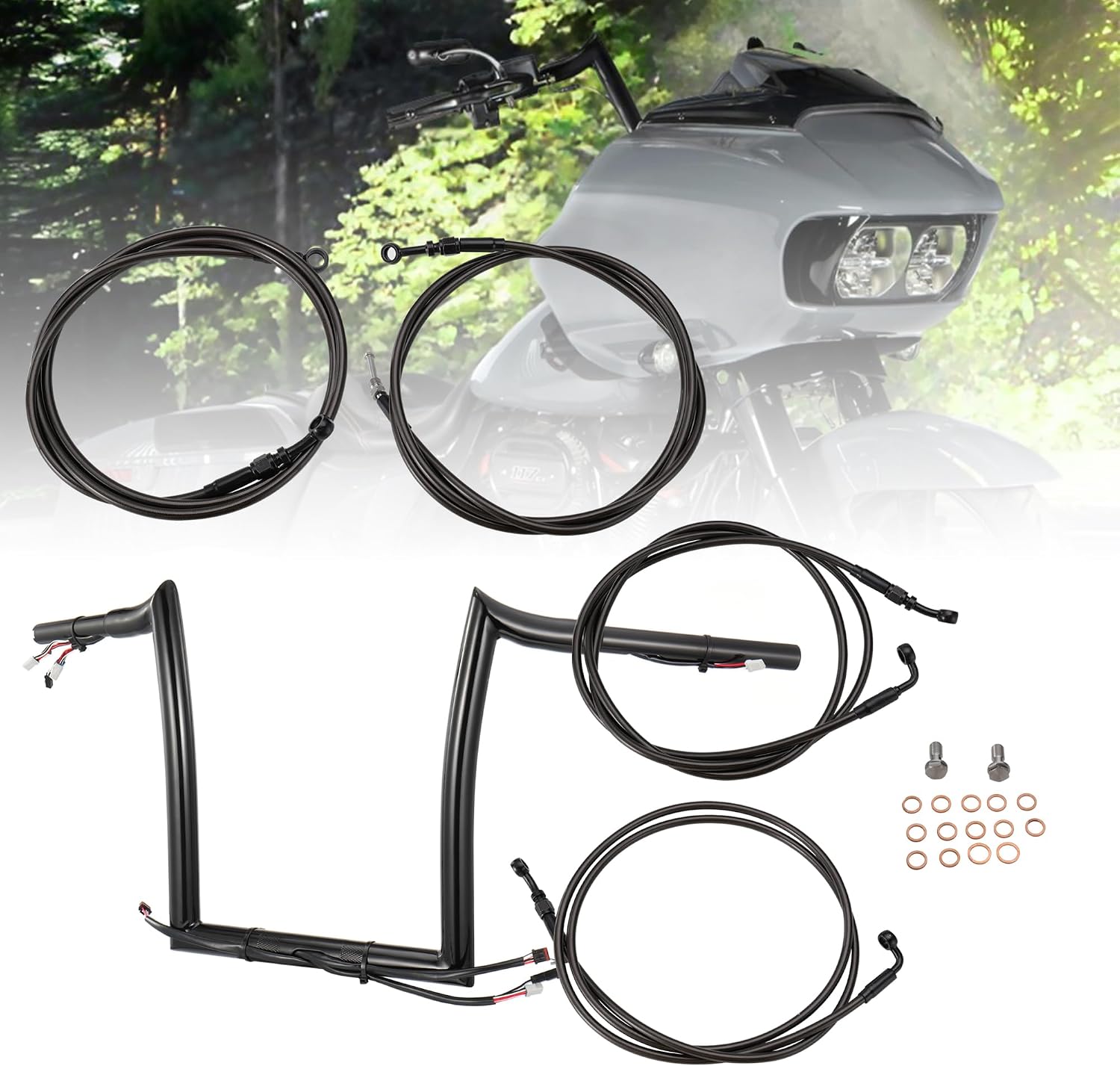 Amazon.com: PRE-WIRED 12" Rise Road Glide Handlebars Ape Hangers 1.25 ...