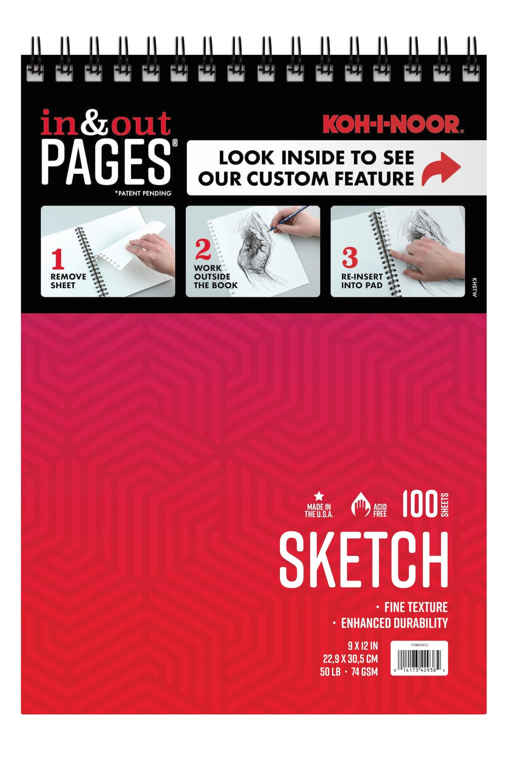 Amazon.com: Koh-I-Noor 9" x 12" Sketch Paper Pad with in & Out Pages ...