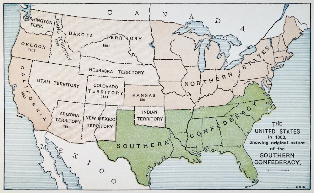 Mapas De Estados Unidos Con Estados Durante La Guerra Civil