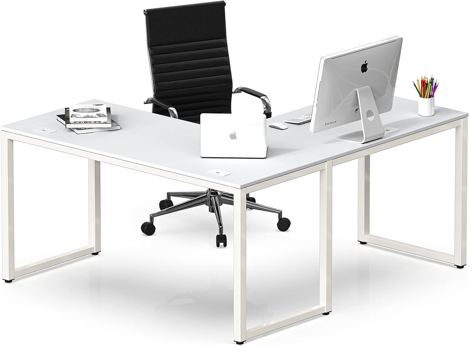 SHW 55 x 60 Inches Commercial-Grade L-Shape Corner Office Computer Desk ...
