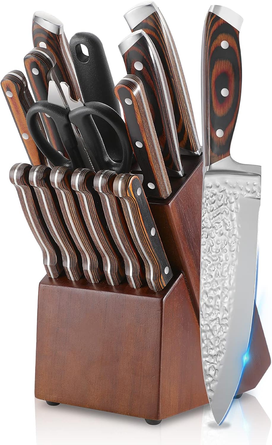 Amazon.com: Kitchen Knife Set,IKAIZI 15Pcs Knife Set With Wooden Block ...