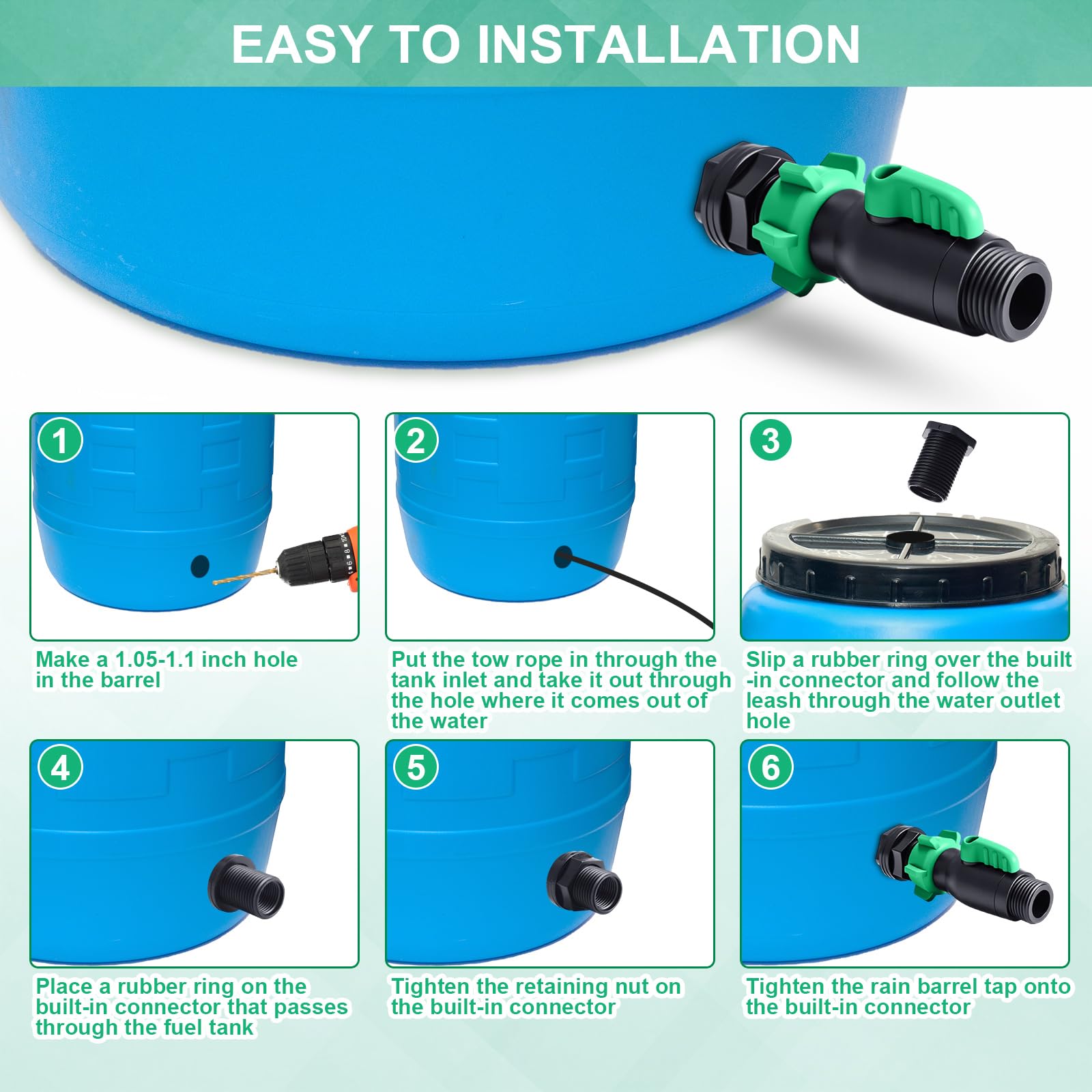 Snapklik.com : Innconee 3 Sets Rain Barrel Spigot Kit 3/4" High Flow ...