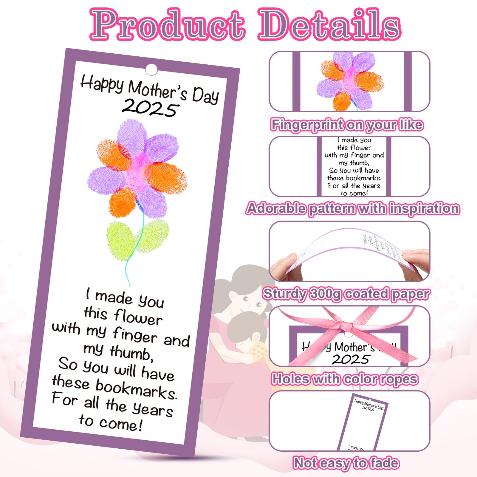 Mothers Day Bookmarks Sinload 50 Pcs Mother's Day Bookmarks Mother's ...