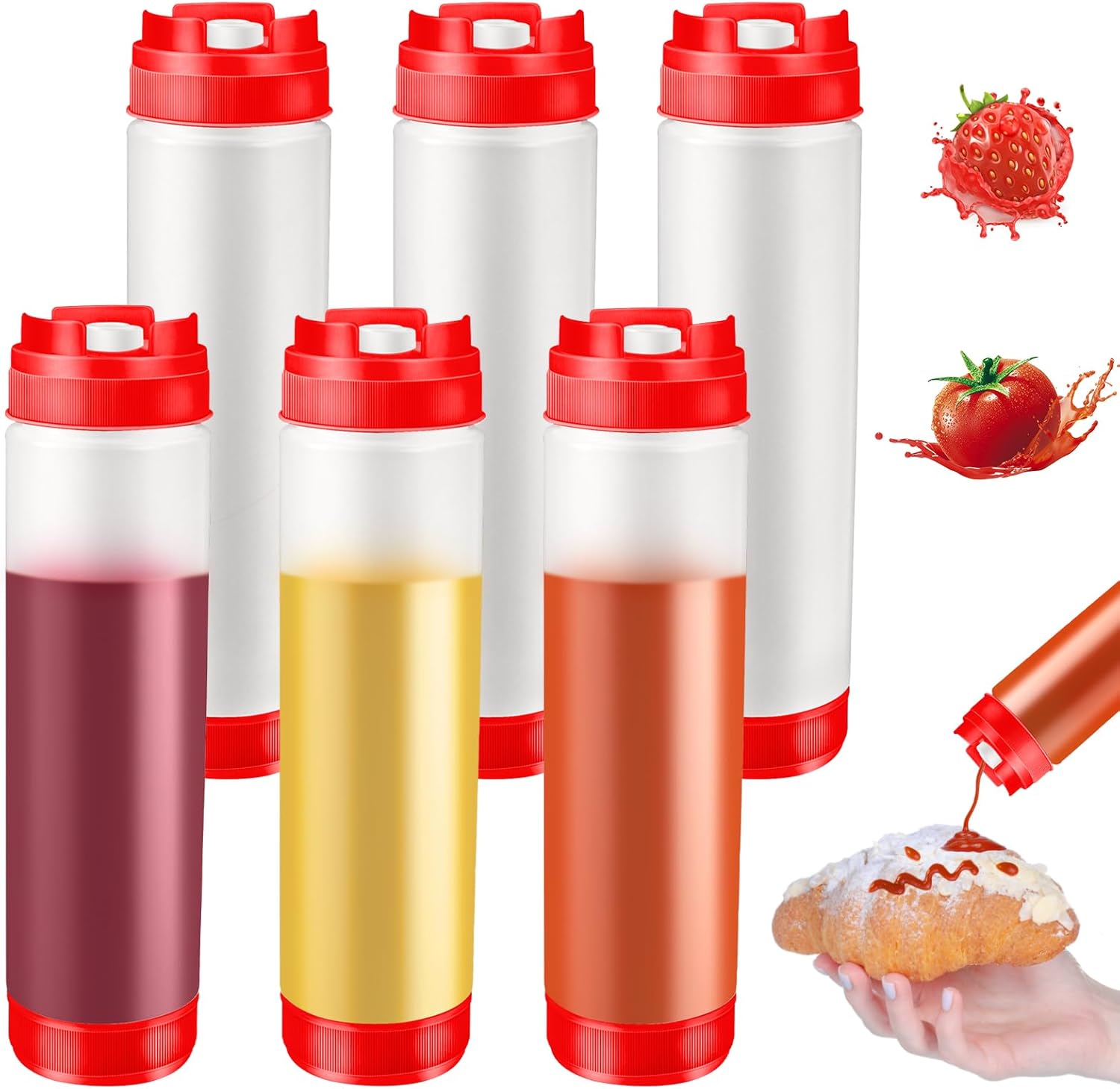 Amazon.com: CHIVENIDO 6PCS Inverted Squeeze Bottle 16oz, Condiment ...