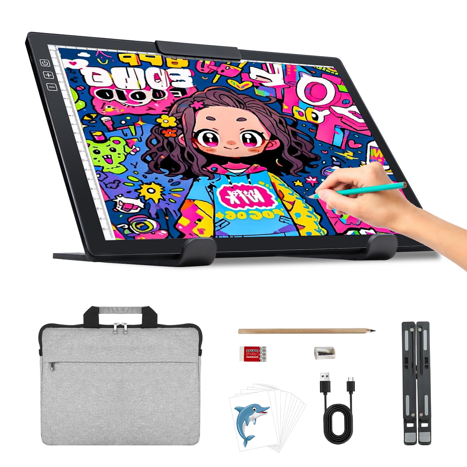 LUXJOYFUL A4 Light Box Wireless Light Pad with Bag/Stand& Top Clip ...