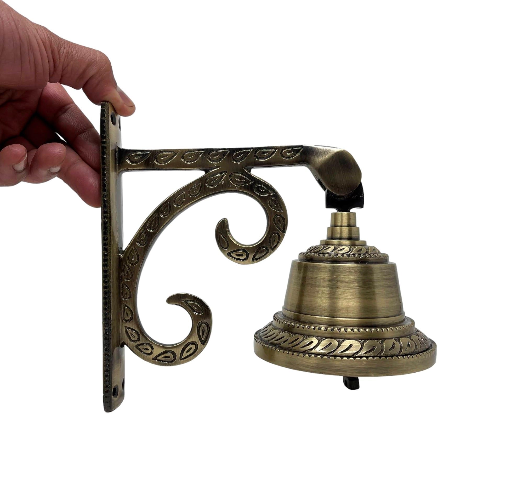 10 Brass Bell Mounting Bracket Brass Bell On Scrollwork Iron Wall