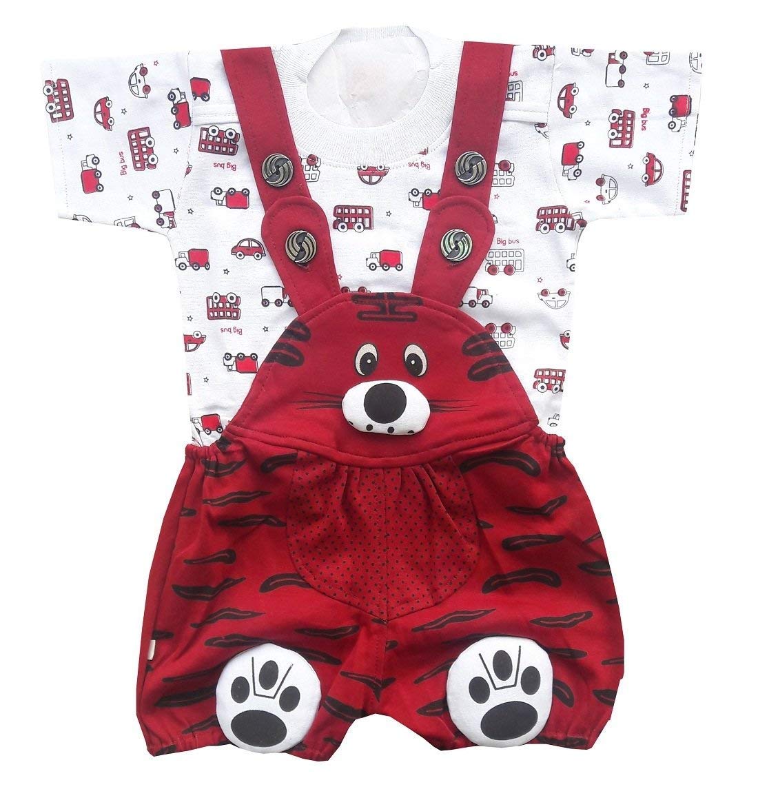 Buy SAS Baby Boy's And Baby Girl's Cotton Dungaree Set (DUN 01_Red_18 ...