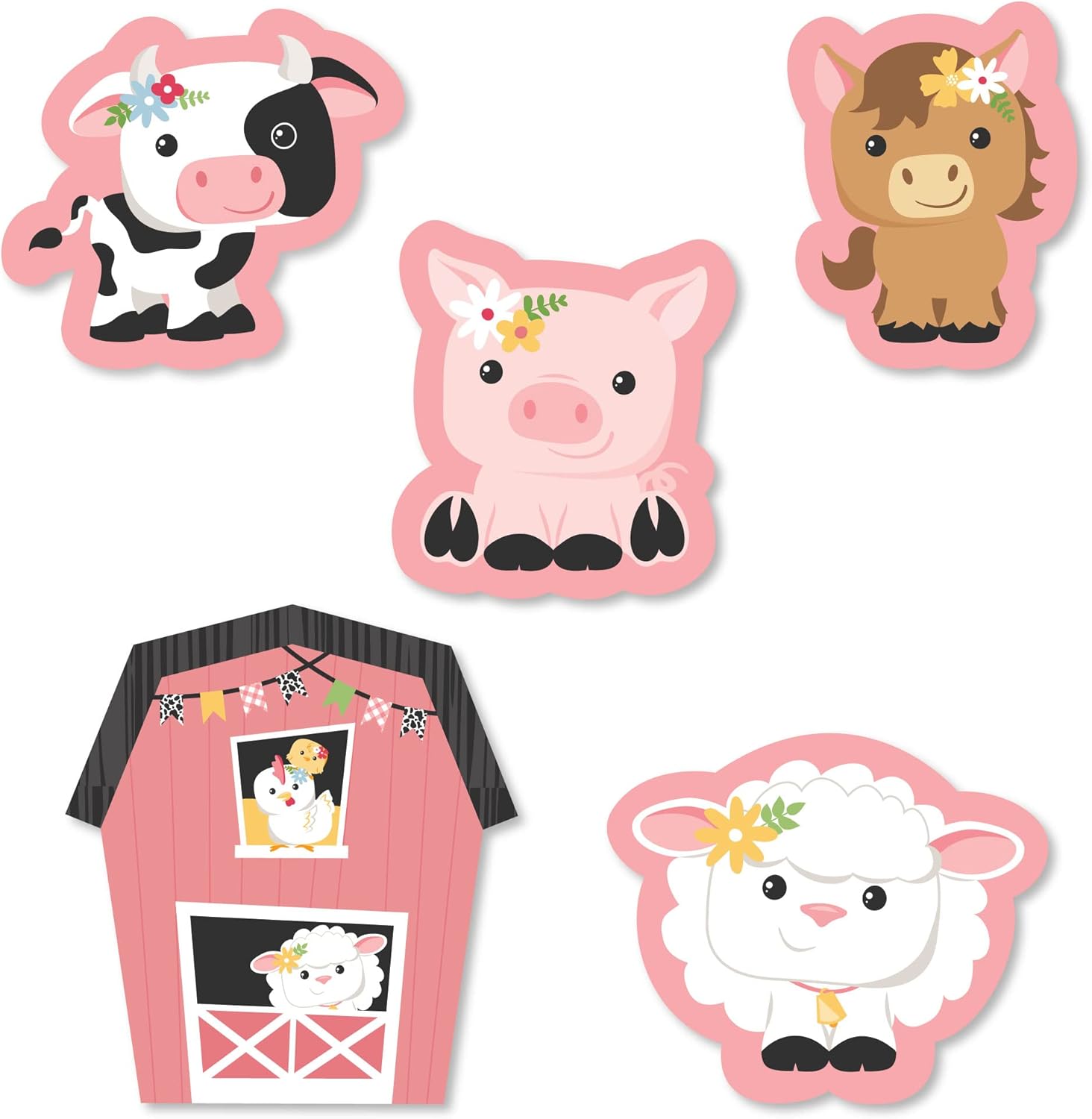 Big Dot of Happiness Animales de granja para niñas, diseño de granero ...