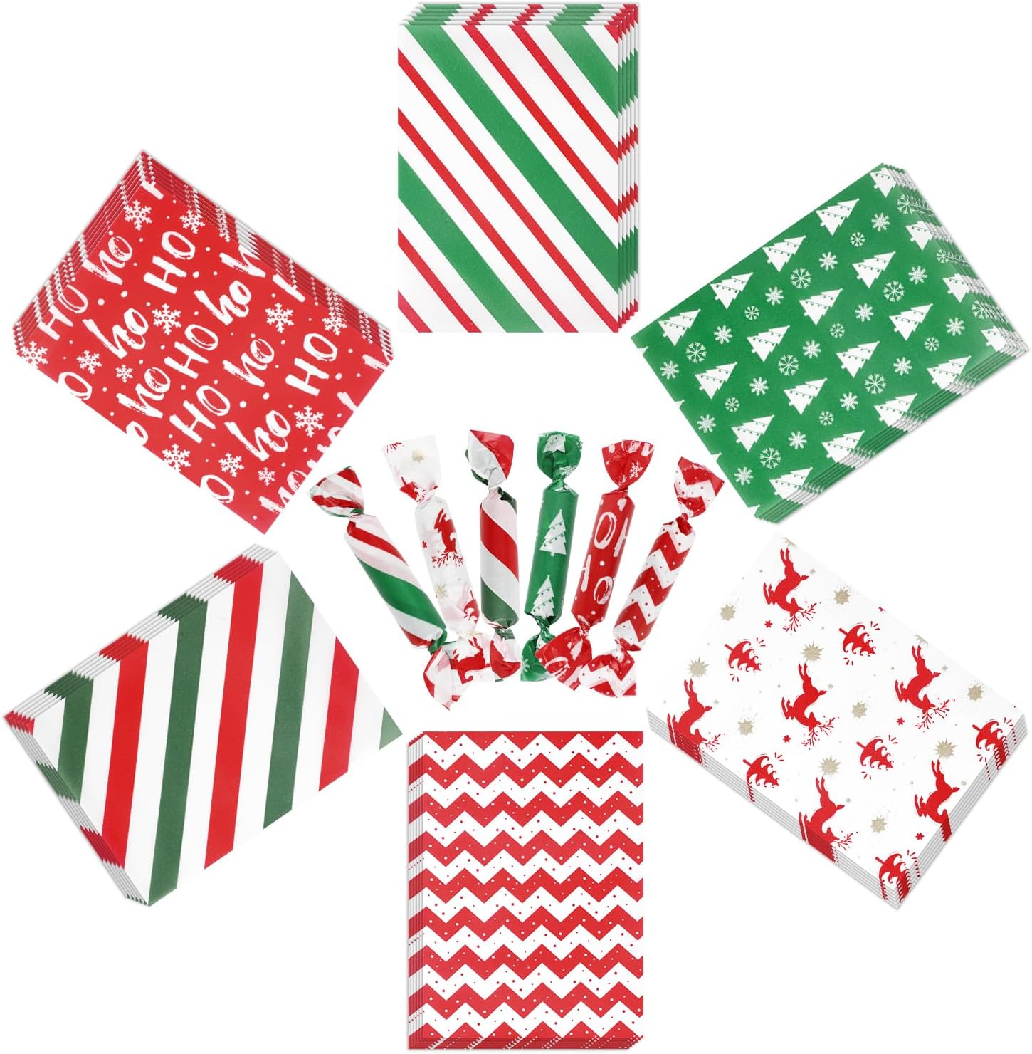 Amazon.com: FINGOOO Christmas Candy Wrappers,300 Pieces 3.5 x 5 Inches ...