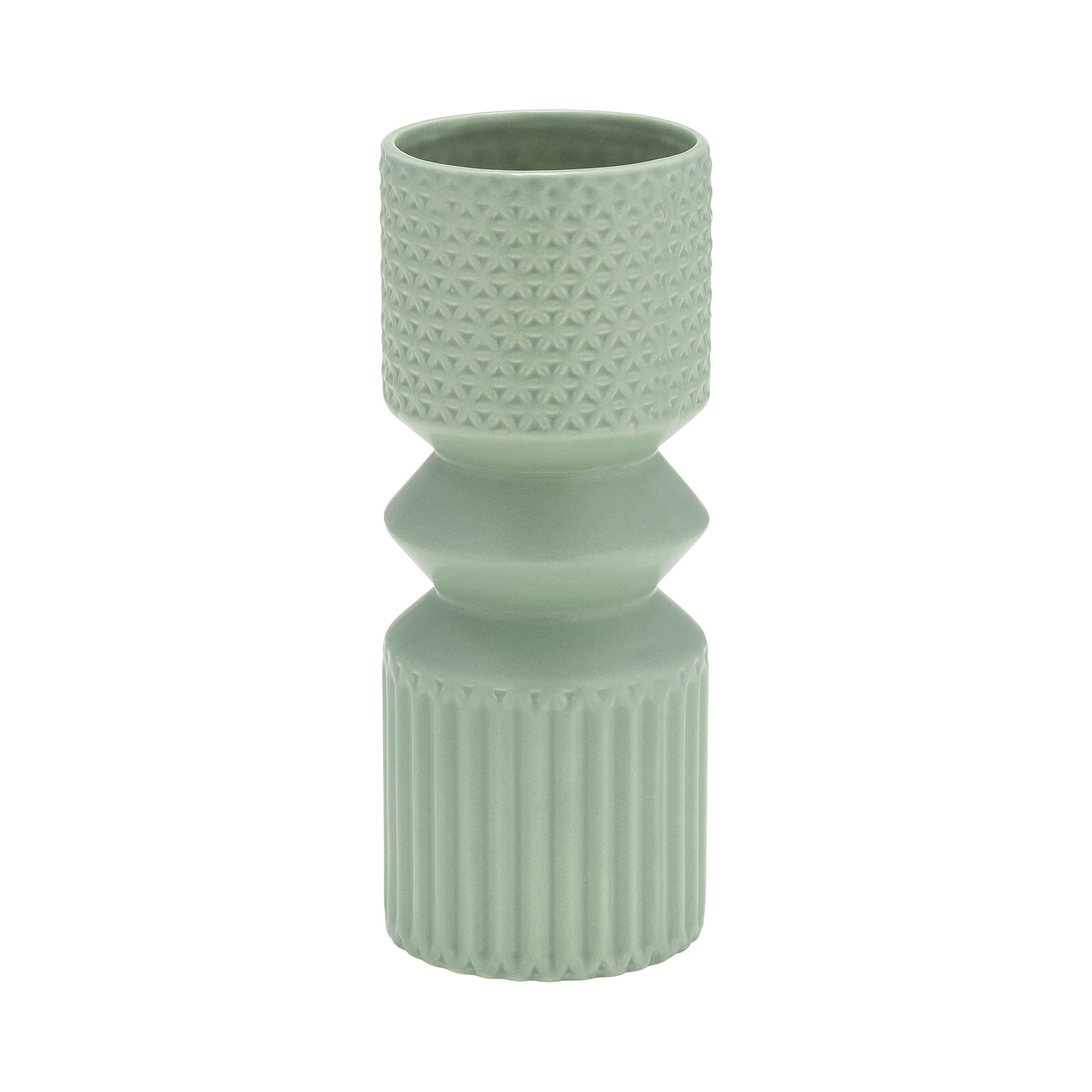 Amazon.com: 10" Ceramic Mallet Vase - Creative Sage Green Floral Vase ...