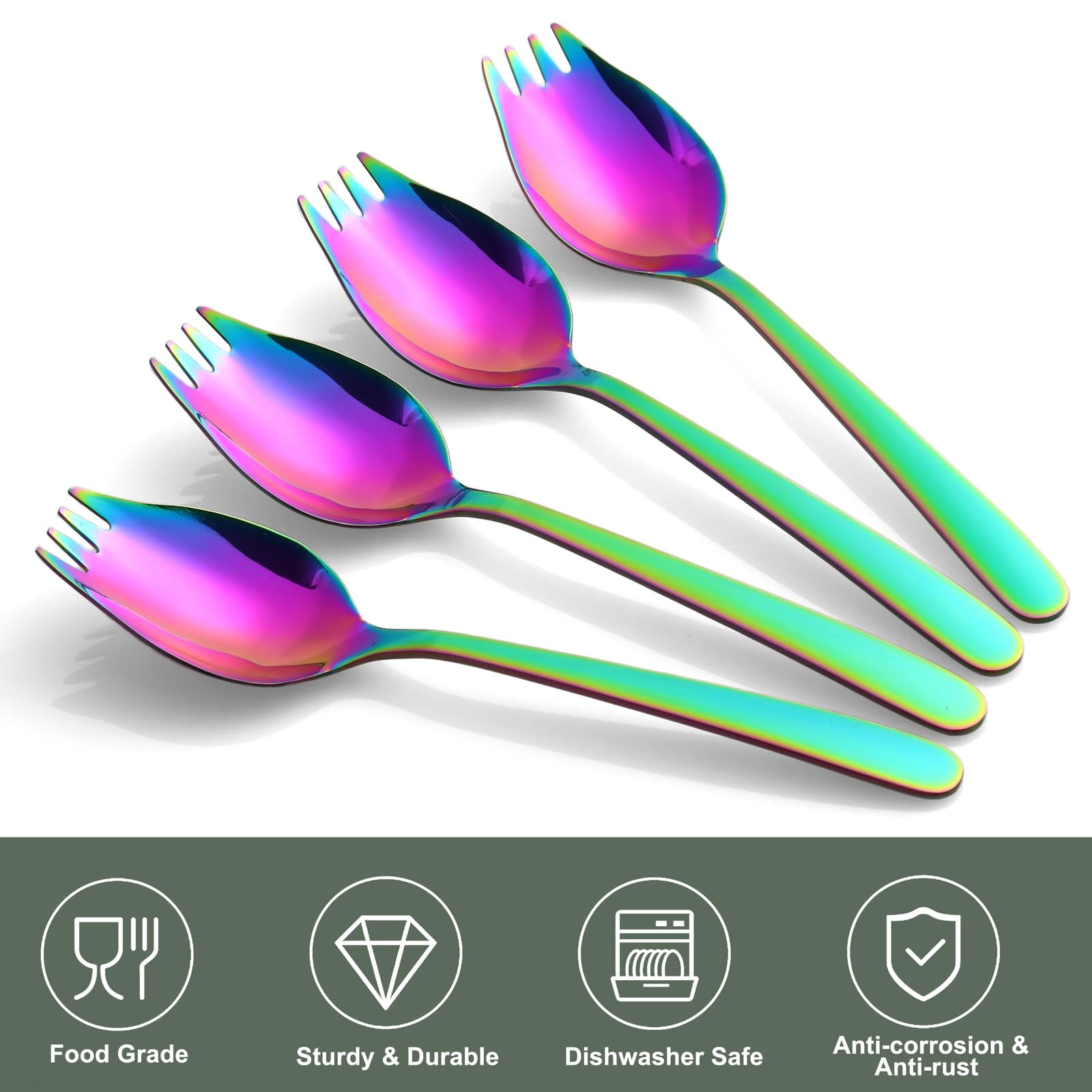 Snapklik.com : Sporks Stainless Steel 4 Pack, 5.9 Inch Reusable Metal ...