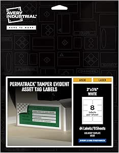 Amazon.com : Avery White Asset Tag Labels, 3-3/4" x 2", Tamper-Evident ...