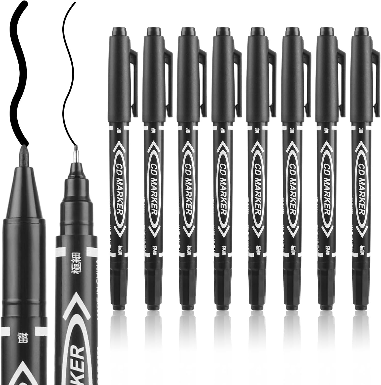 Amazon.com: Gjinxi Black Drawing Pens, 10 Pack Dual Tip Brush Pens for ...
