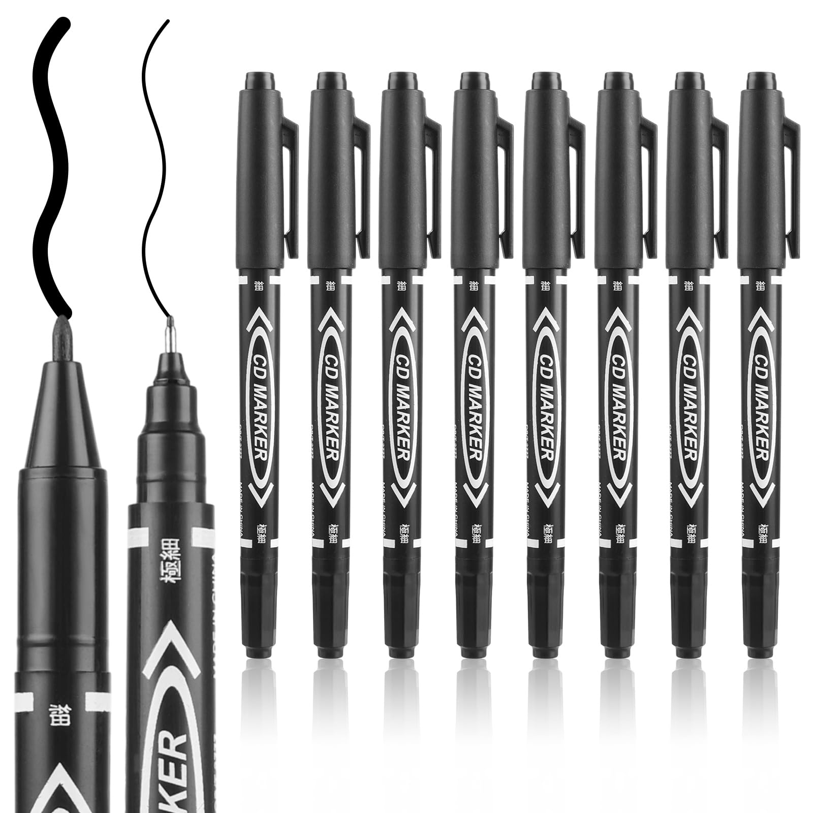 Amazon.com: Gjinxi Black Drawing Pens, 10 Pack Dual Tip Brush Pens for ...