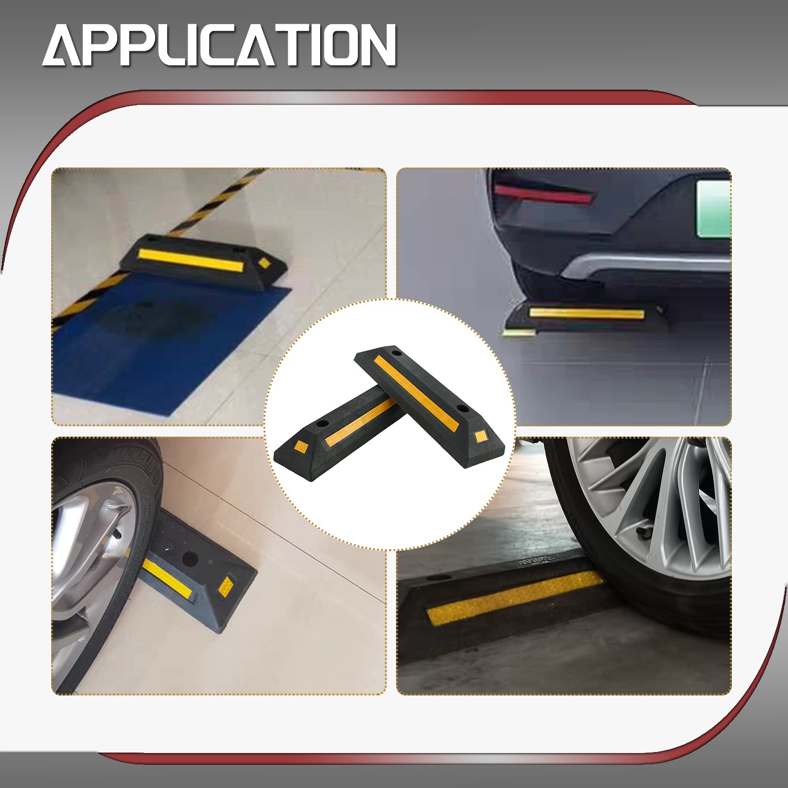 ATPEAM Rubber Curb Vehicle Floor Stopper Heavy Duty 2 Pack Black ...