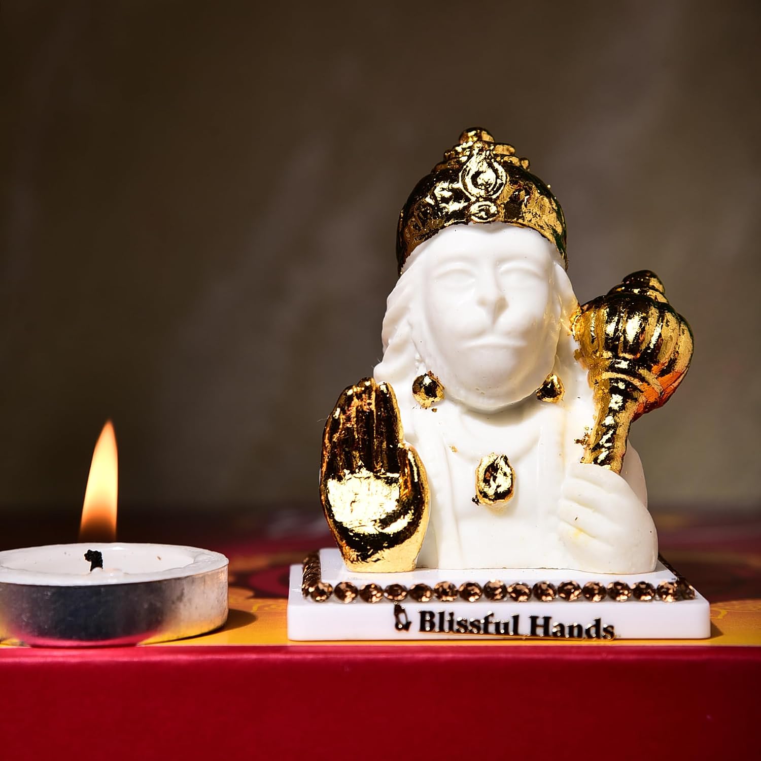 GHAR SAAZ Divine Lord Hanuman Marble Dust God Idol with Gold Leaf Work ...