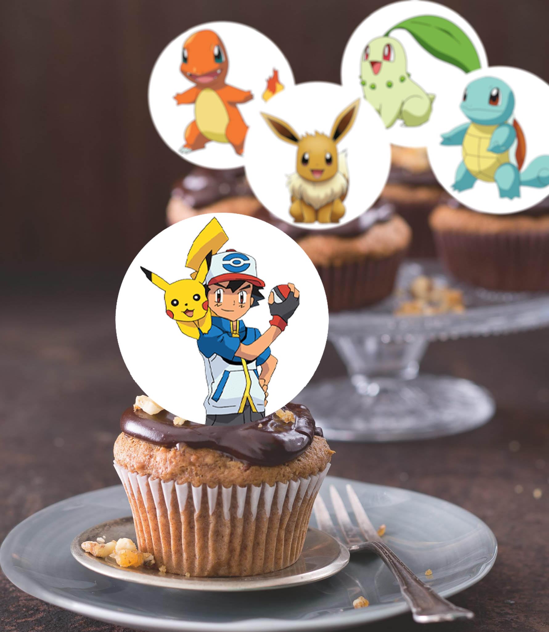 Pikachu Cupcake Toppers Pokemon Cupcake Toppers/ Pokemon Stickers/