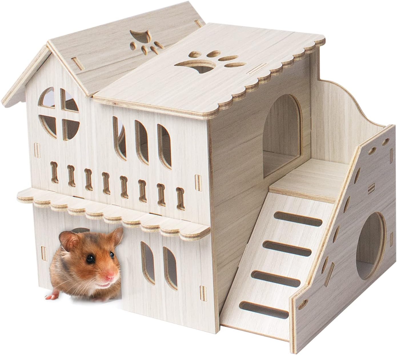 Amazon.com : KITIPAPY DIY Hamster House, Wood Small Animal Hideout ...