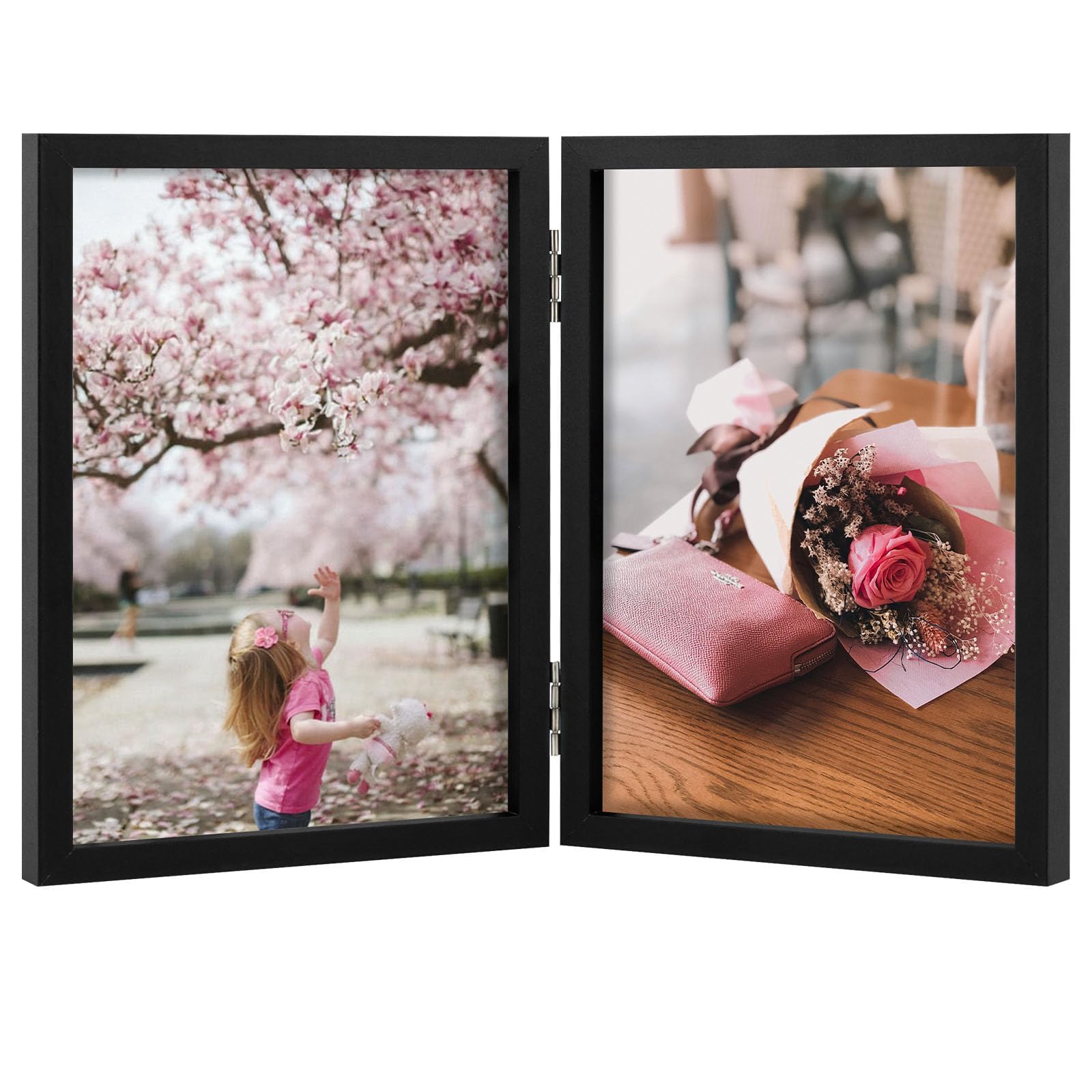 Amazon.com - 5x7 Double Hinged Frames, 2 Folding Picture Frame, Stand ...