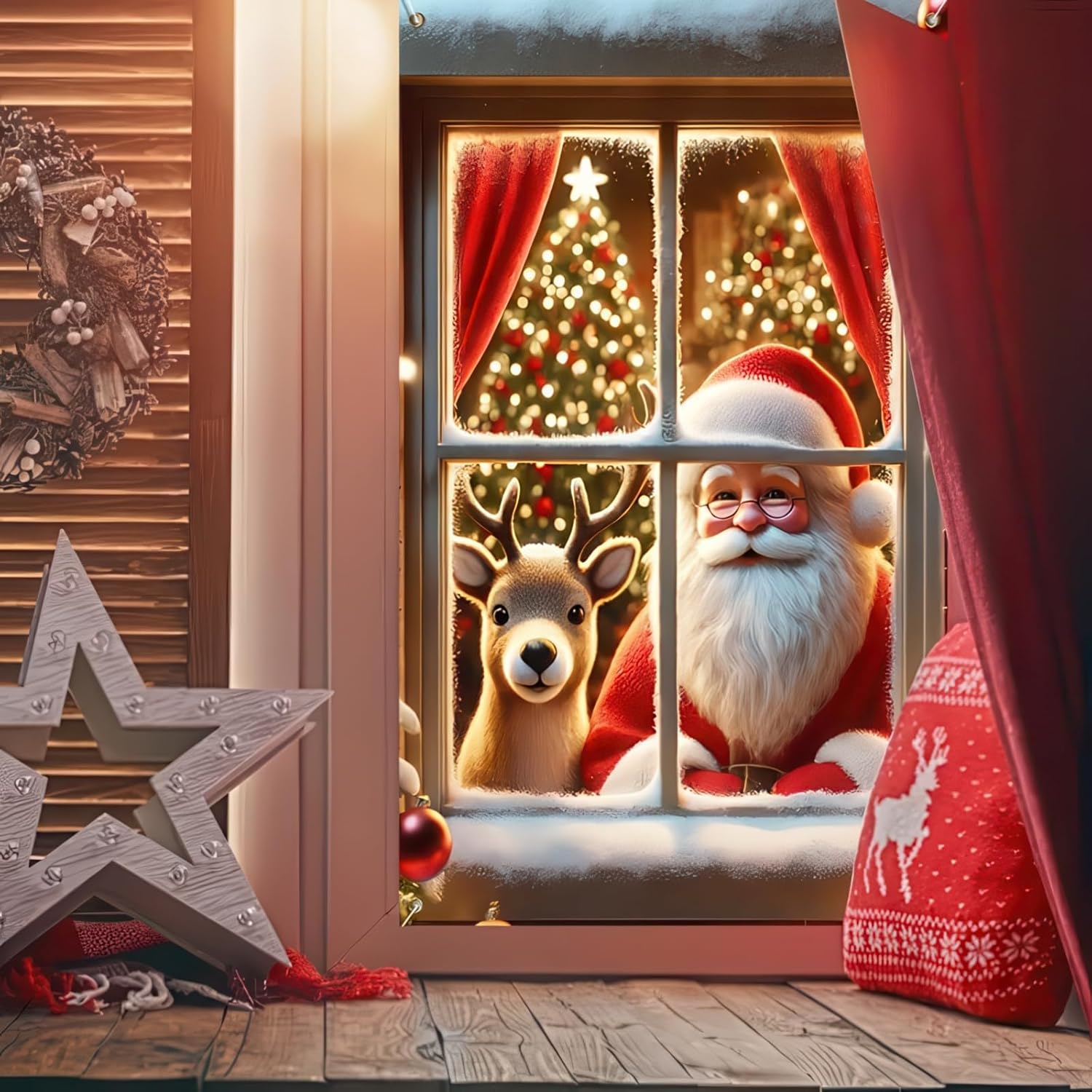 Amazon.com: BlissYard Christmas Window Cover - 31x47 Inch Santa Claus ...