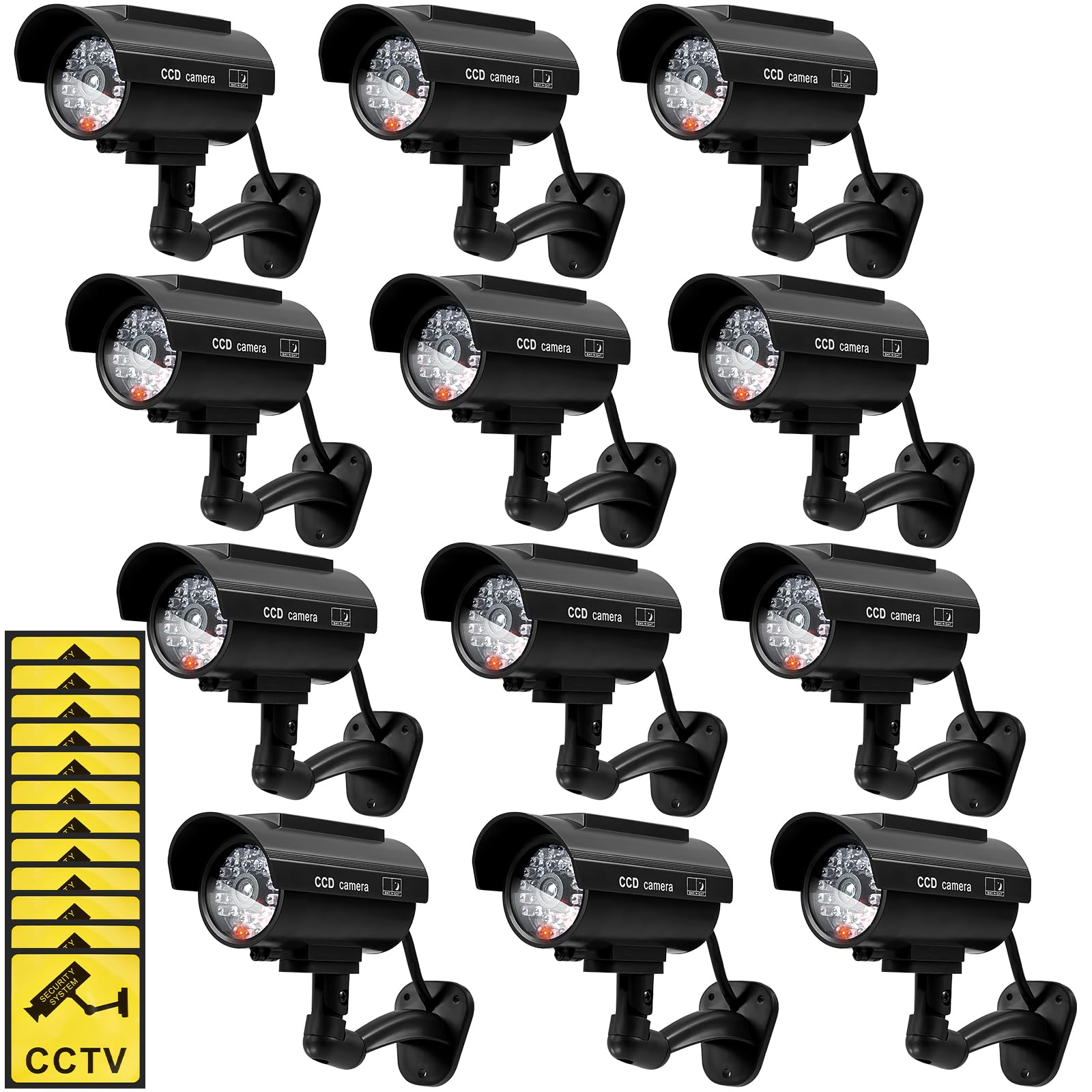 Amazon.com : Kanayu 12 Pieces Solar Powered Fake Security Camera Dummy ...
